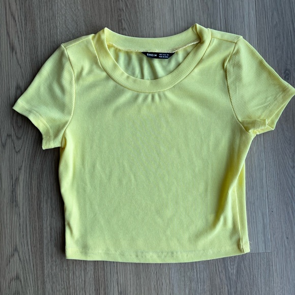 SHEIN | Tops | Shein Ribknit Crop Top Yellow | Poshmark